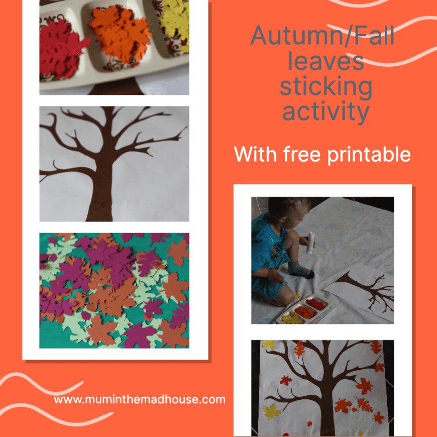 Autumn Leaves Sticking Activity for Preschoolers | Free Printable Included