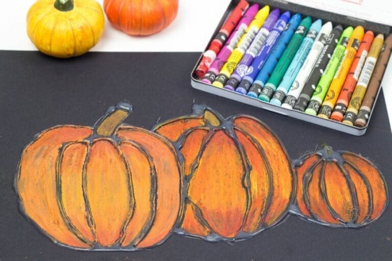 Glue Resist Art Project for Kids - Pumpkin | Mum In The Madhouse
