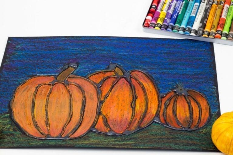 Glue Resist Art Project for Kids - Pumpkin | Mum In The Madhouse