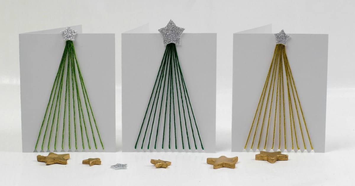 Mid-Century Inspired Fine Motor String Art Tree Christmas Cards | Mum ...