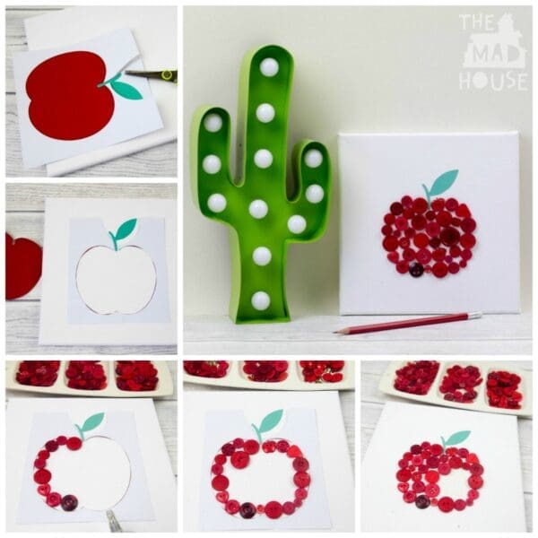 Button Apple Canvas Kids Craft | Thoughtful Teacher Gift Idea