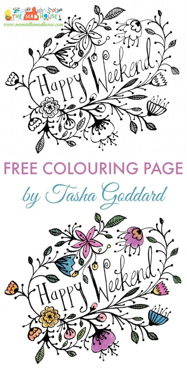 Free Happy Weekend Adult Colouring Page | Relax and Unwind
