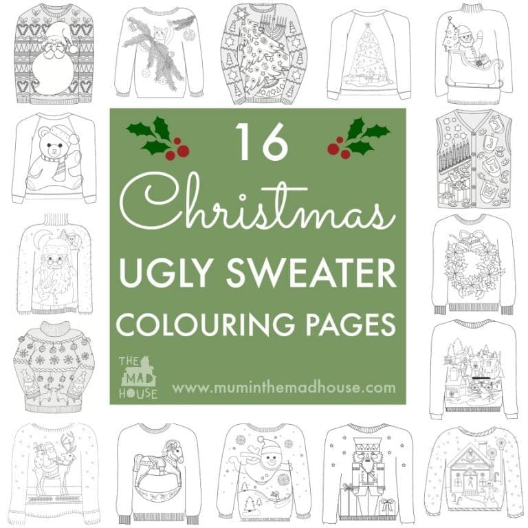 16 Ugly Christmas Sweater Colouring Pages | Festive Fun and Free Printables