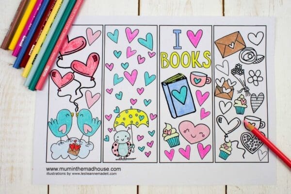 Love Books Free Colouring Bookmarks | Printable & Fun Designs