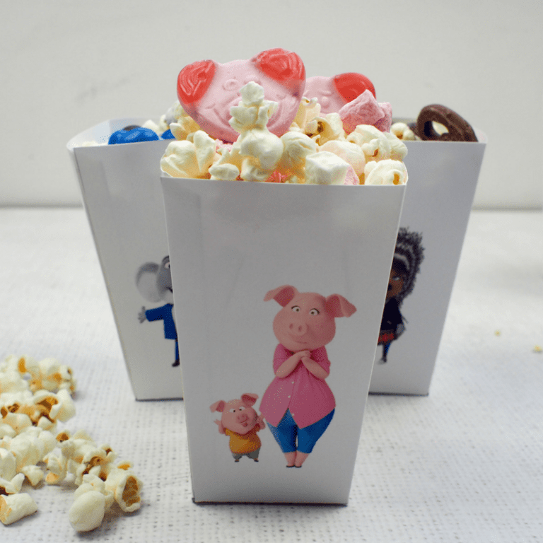 Have a SING Family Movie Night | Free Printable SING Popcorn Boxes