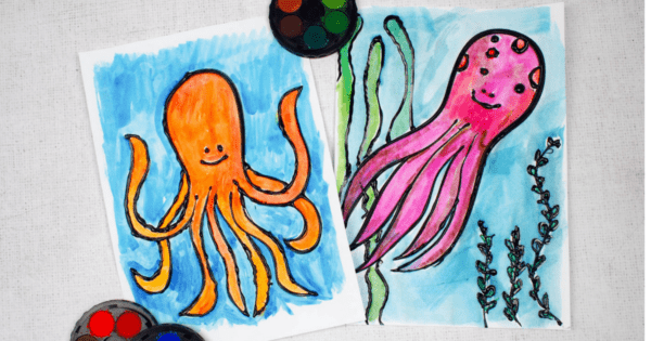 Octopus Watercolour Glue Resist Art for Kids | Fun & Creative Craft