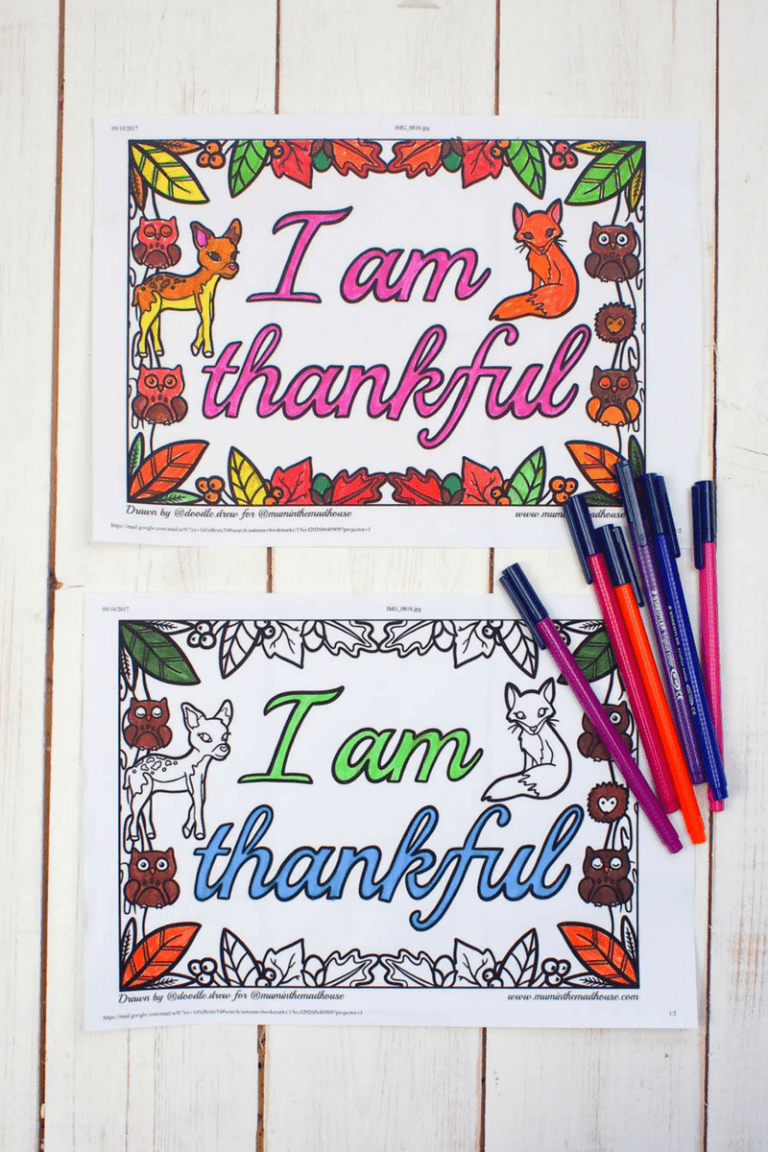 I Am Thankful Coloring Sheets | Thanksgiving Coloring Fun