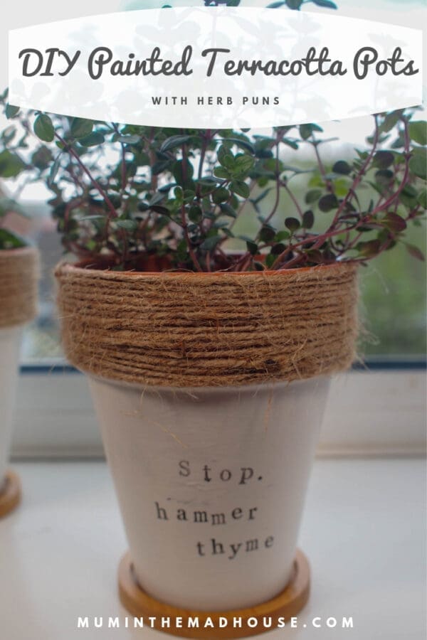 DIY Painted Terracotta Plant Pots - with Herb Puns | Mum In The Madhouse