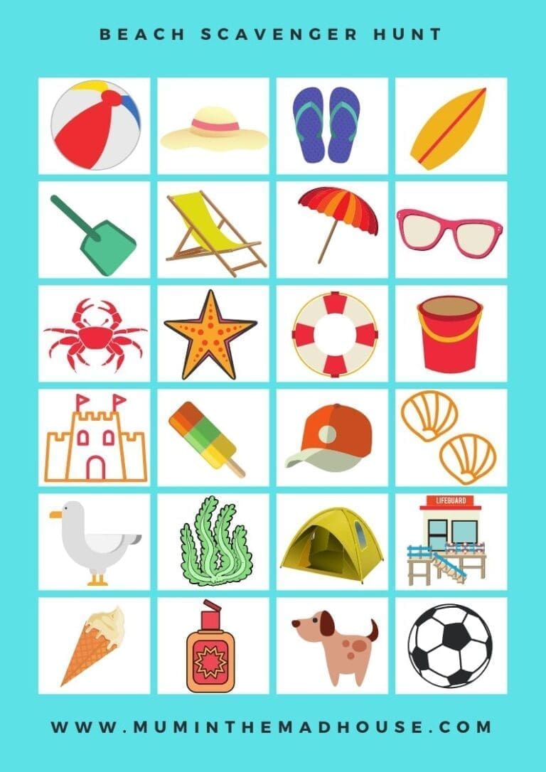 Free Printable Beach Scavenger Hunt or Beach Eye Spy | Mum In The Madhouse