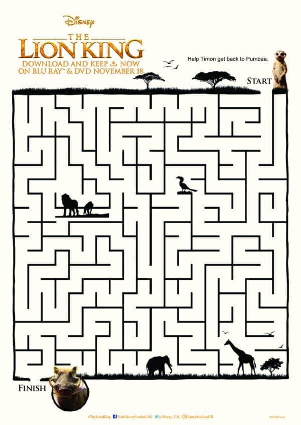 Free Lion King Activity Sheets – Fun Printable Games and Puzzles