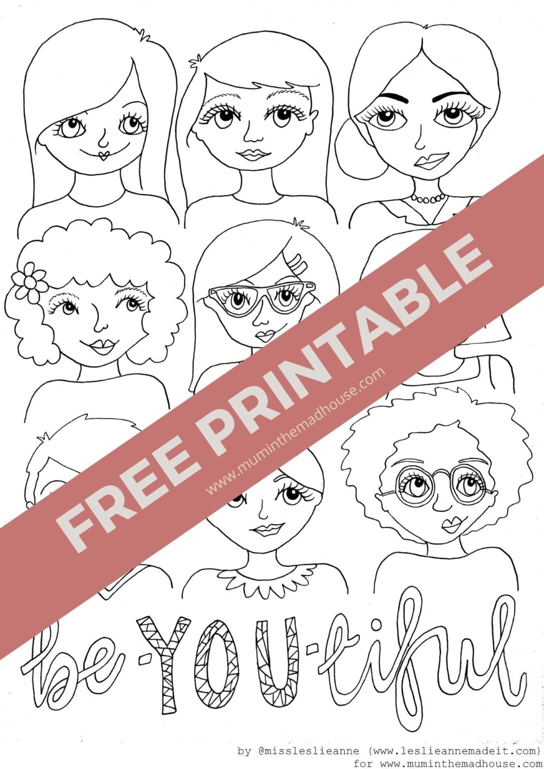 Adult Colouring Sheets - Faces Free Printable | Mum In The Madhouse