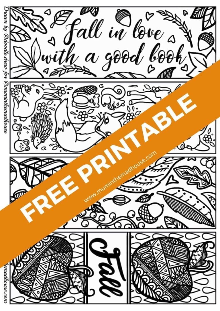 Free Printable Autumn Bookmarks to Colour – Fun for All Ages