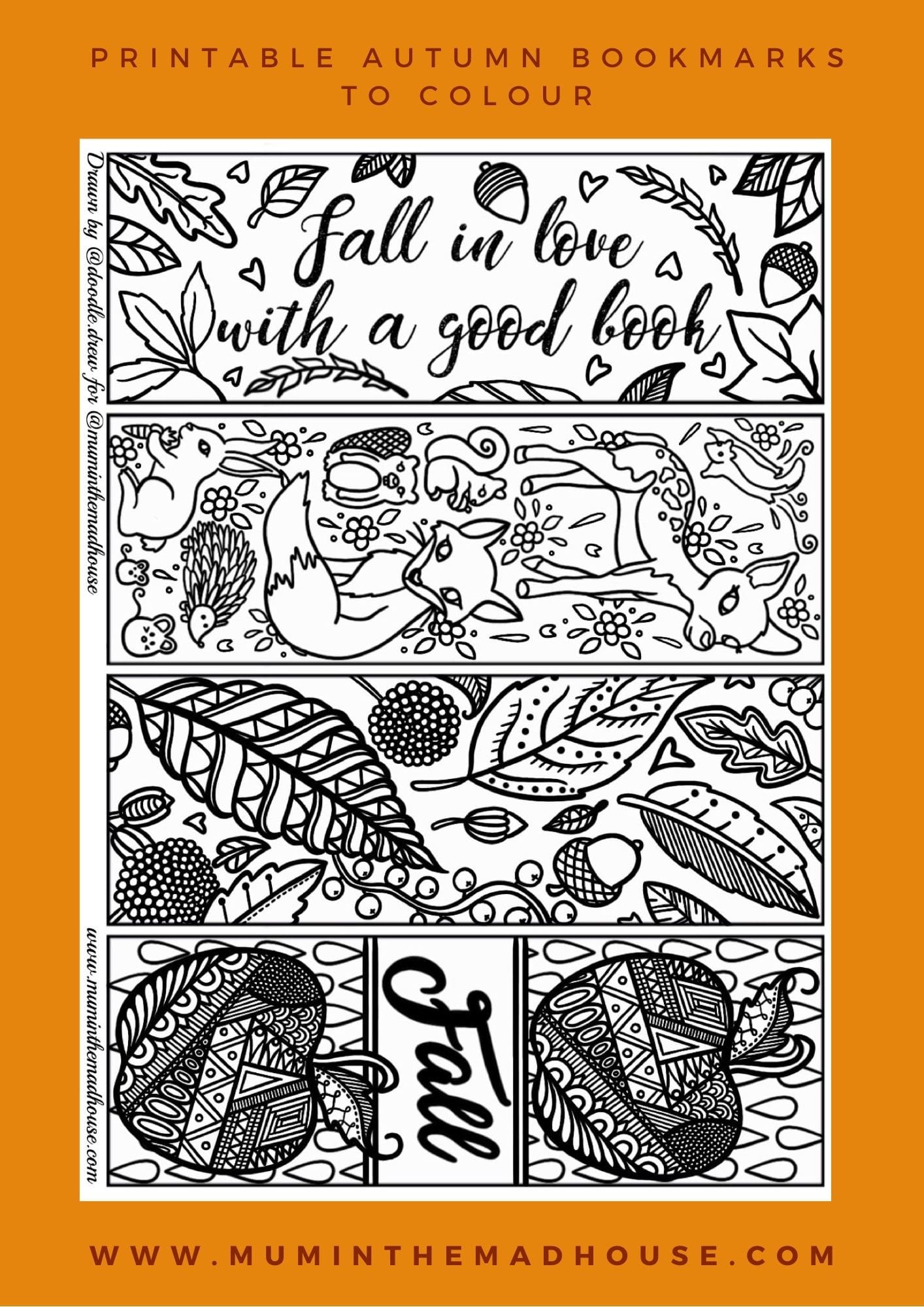 Free Printable Autumn Bookmarks to Colour – Fun for All Ages