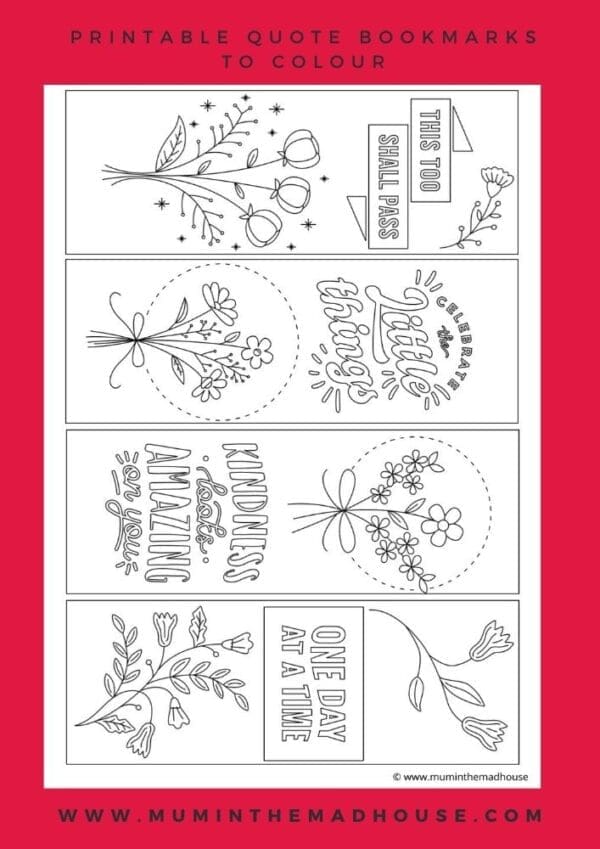 Printable Quote Bookmarks to Colour – Free Download
