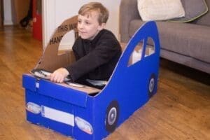 How to Make a Foldable Cardboard Box Car with free printables | Mum In ...