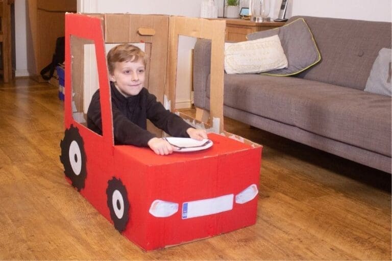 DIY Foldable Cardboard Tractor – Printable Template for Kids’ Play