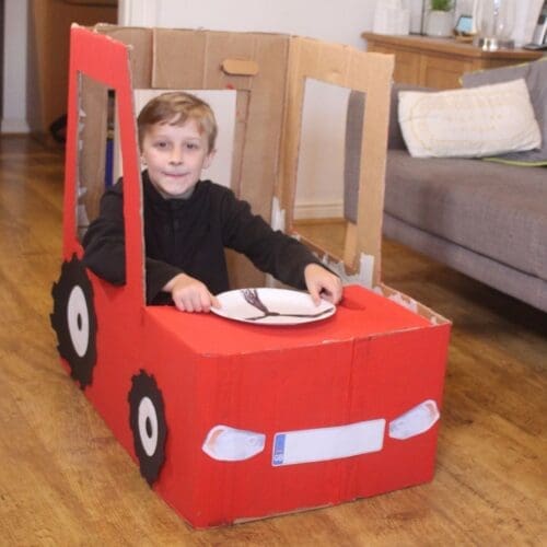 How to make a foldable Cardboard Box Tractor with Free Printables | Mum ...
