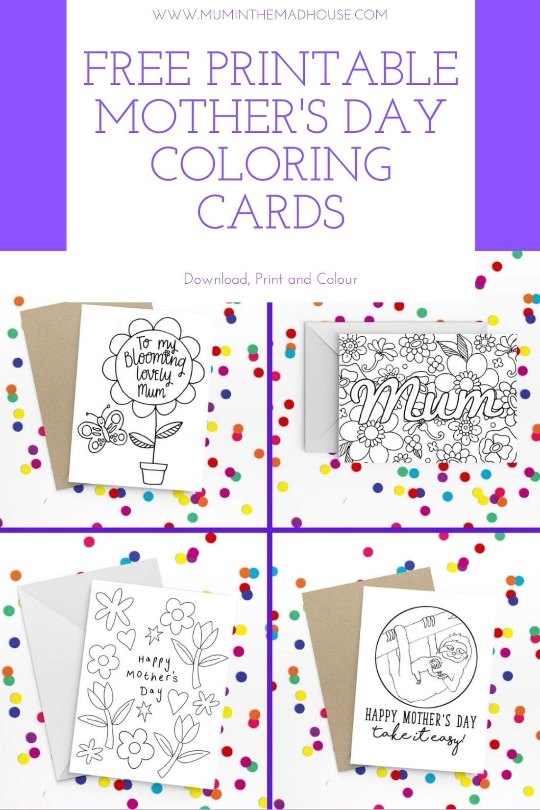 Free Printable Mother’s Day Coloring Cards: Creative and Heartfelt DIY ...