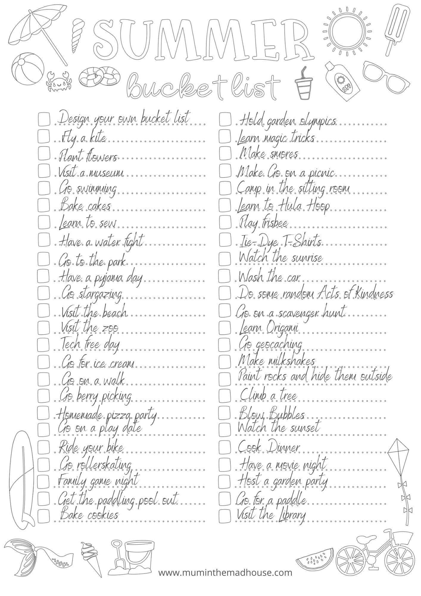 Free Summer Bucket List Template – Fun Activities for the Whole Family