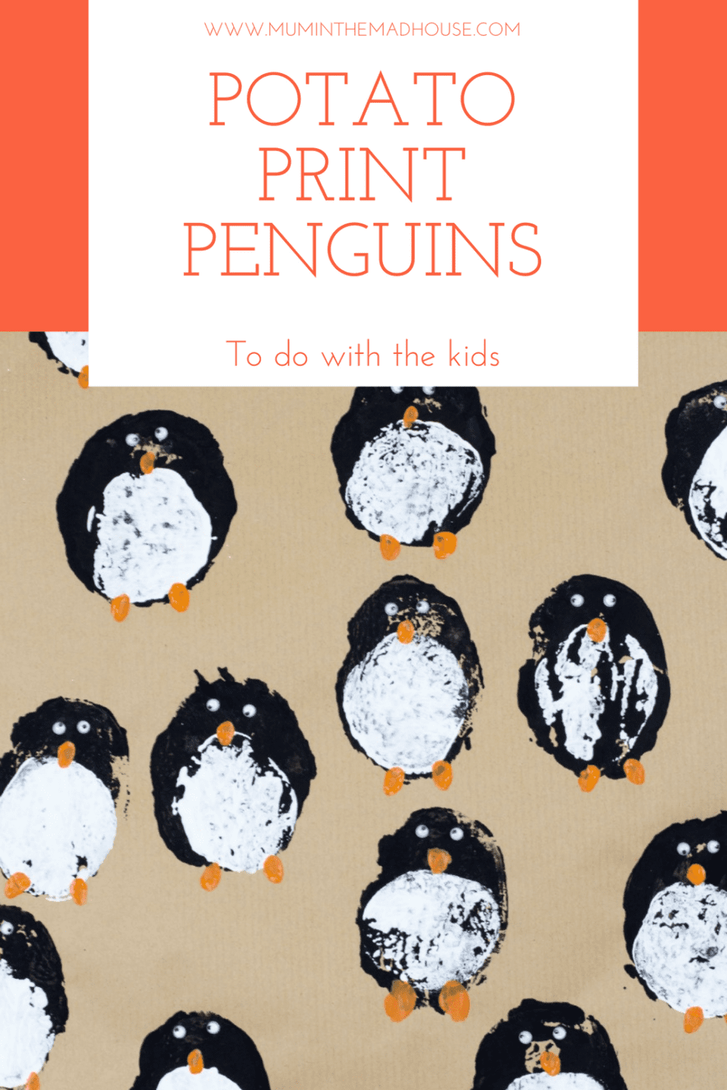 DIY Gift Wrap: Potato Print Penguins for Unique Holiday Packaging