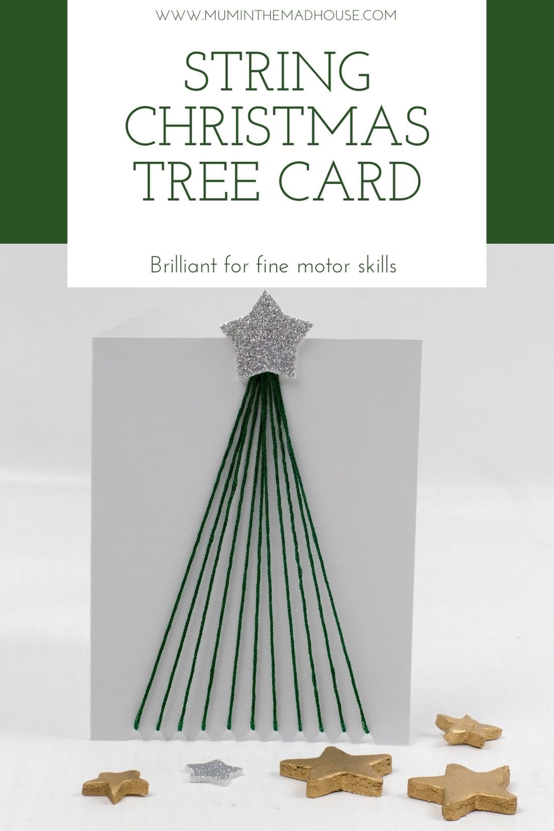 Mid-Century Inspired Fine Motor String Art Tree Christmas Cards | Mum ...