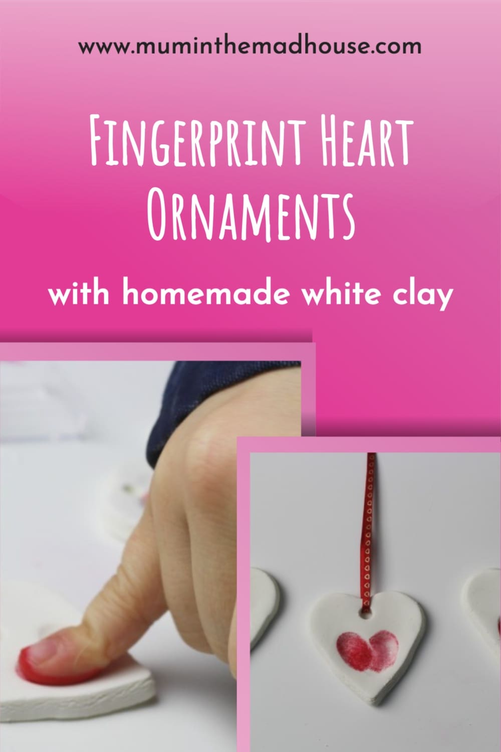 Kids Fingerprint Heart Ornaments | DIY Keepsake Craft