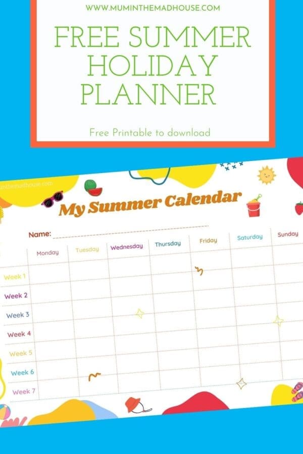 Free Summer Holiday Planner | Mum In The Madhouse