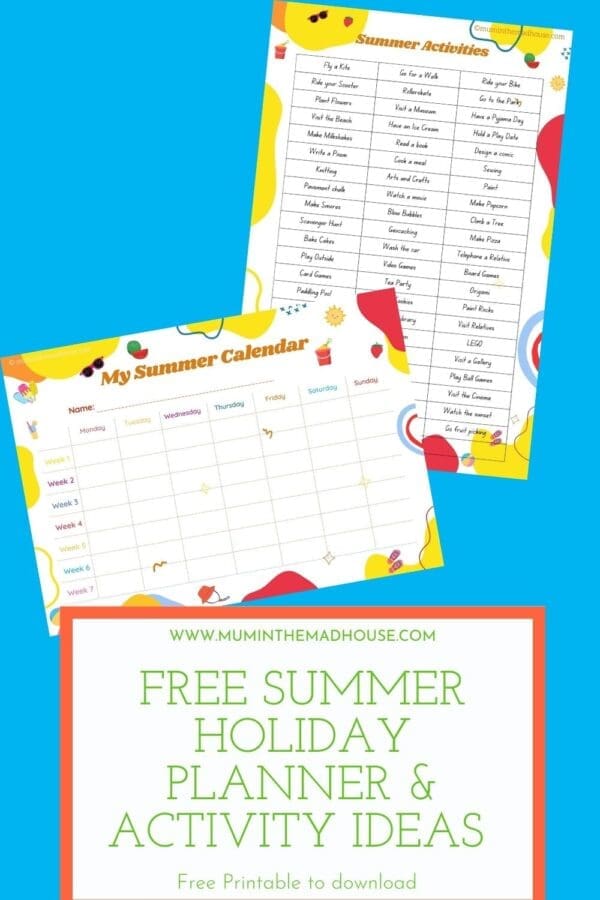 Free Summer Holiday Planner | Mum In The Madhouse