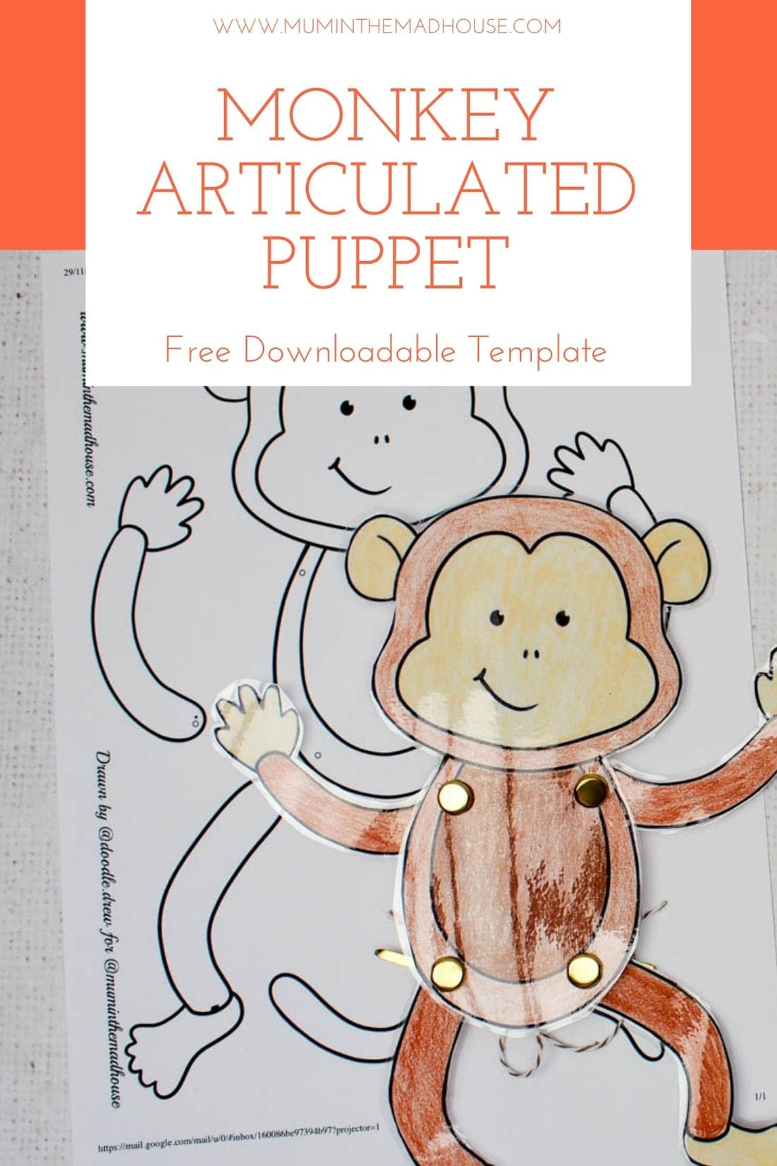 Articulated Easy Monkey Paper Puppet with Templates | Fun DIY Craft