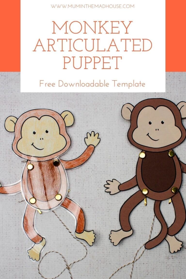 Articulated Easy Monkey Paper Puppet with Templates | Fun DIY Craft