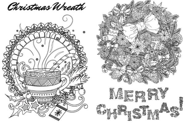 Christmas Wreath Coloring Pages: Free Printables for Festive Fun