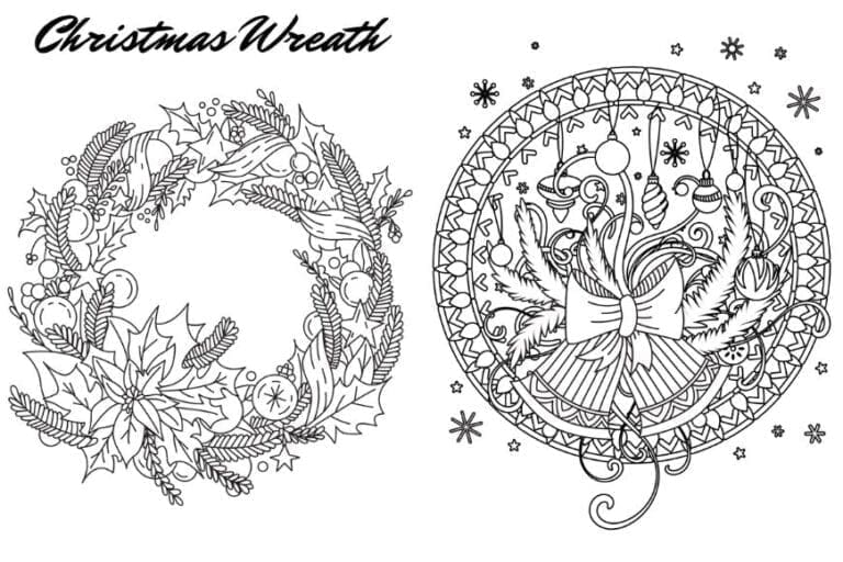 Christmas Wreath Coloring Pages: Free Printables for Festive Fun