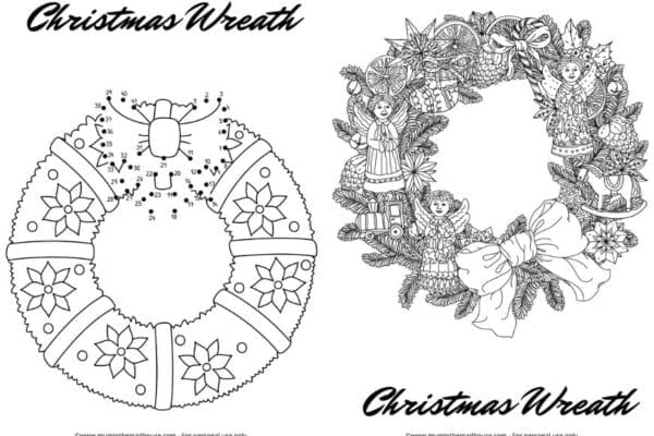 Christmas Wreath Coloring Pages: Free Printables for Festive Fun