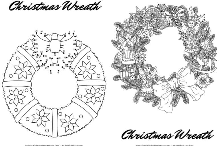 Christmas Wreath Coloring Pages: Free Printables for Festive Fun