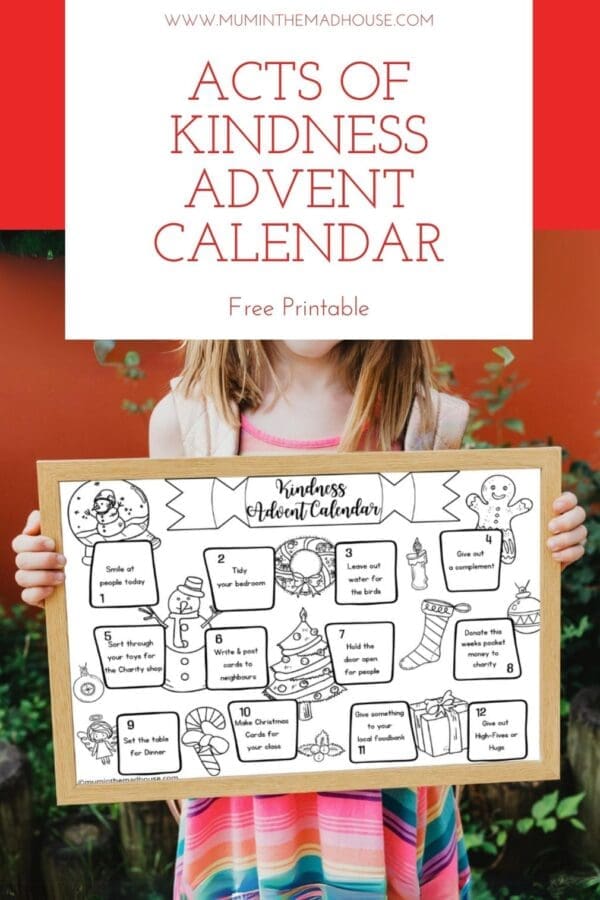 Free Printable Kindness Advent Calendar to Colour | Mum In The Madhouse