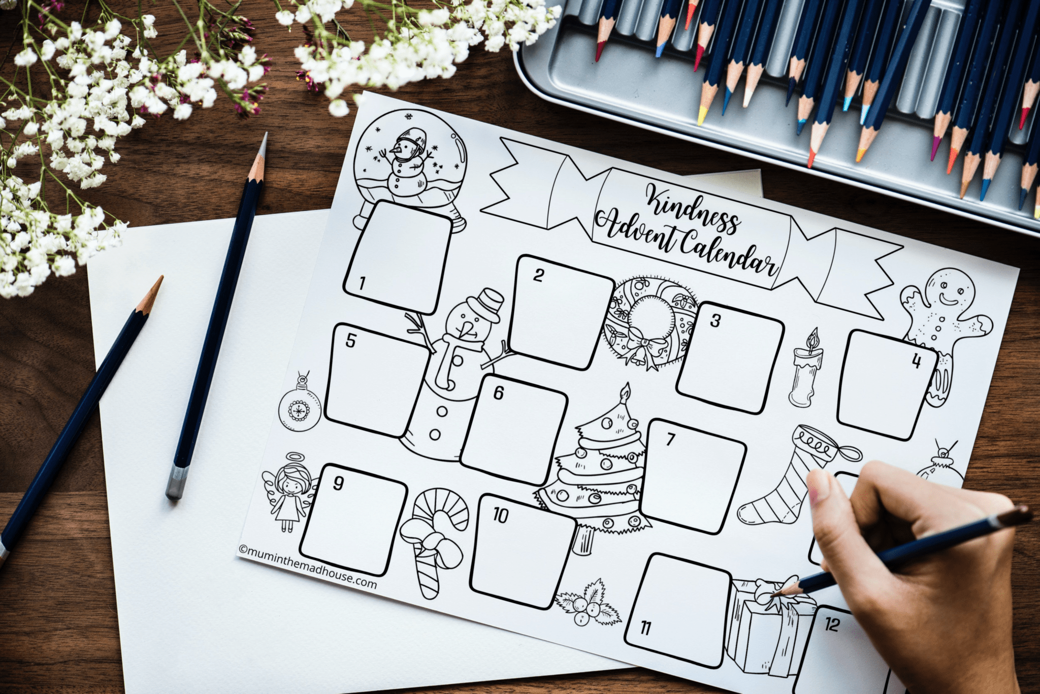 Free Printable Kindness Advent Calendar to Colour | Mum In The Madhouse