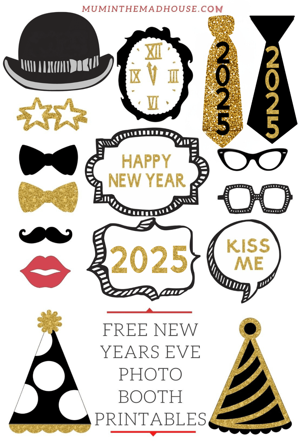 Free Printable New Year’s Eve Photo Booth Props 2025 – Fun Party Essentials