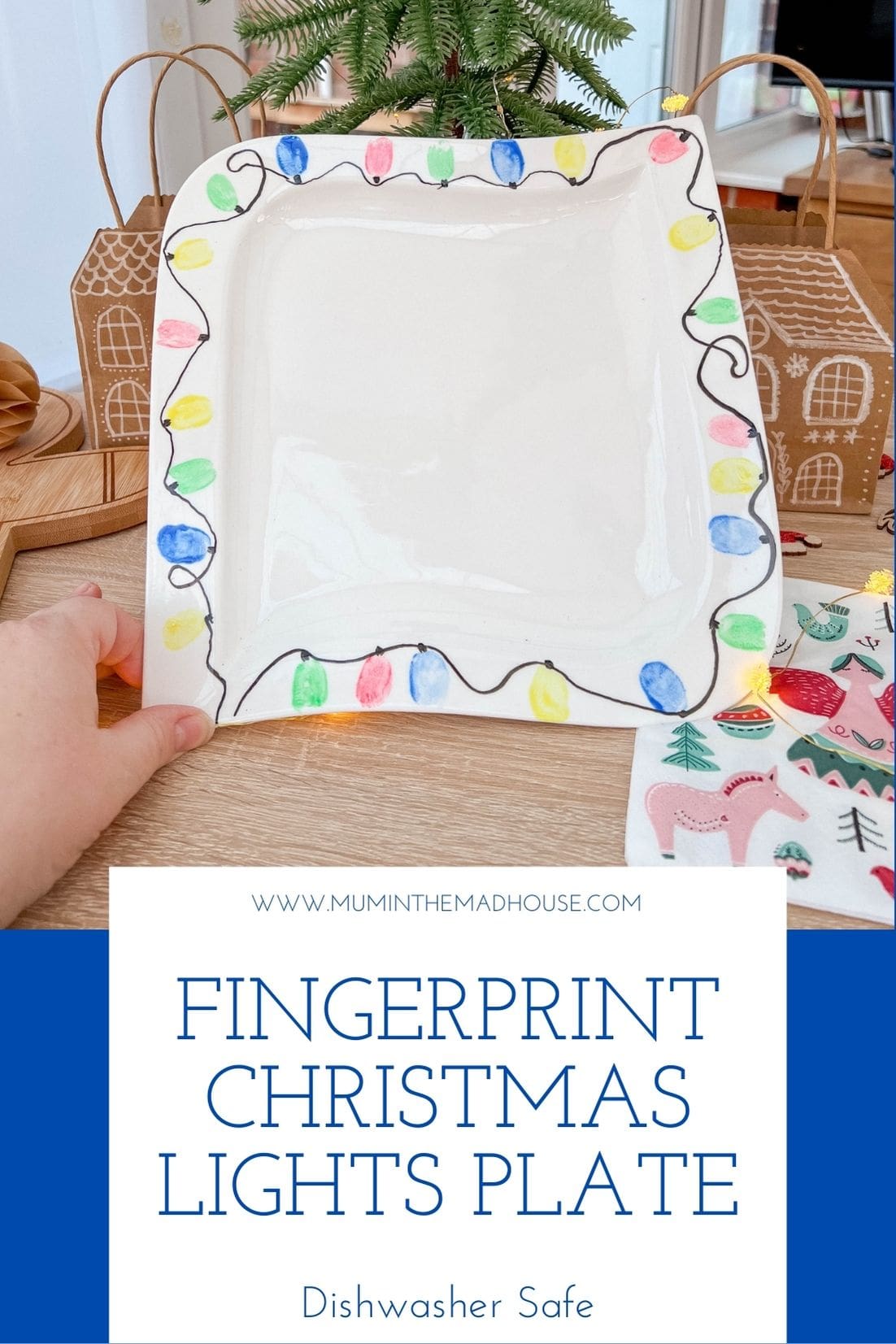 Fingerprint Christmas Lights Craft - A dishwasher-safe plate | Mum In ...