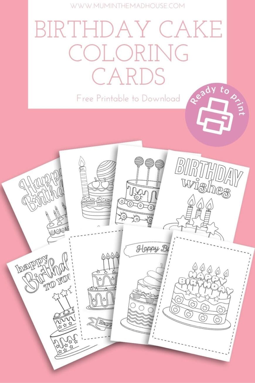 free coloring birthday cards