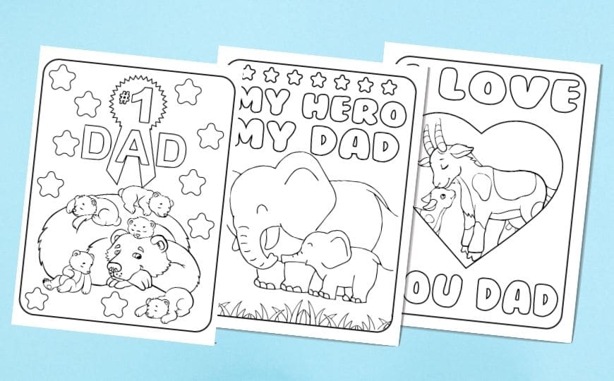 Free Printable Animal-themed Father's Day Coloring Pages and Cards