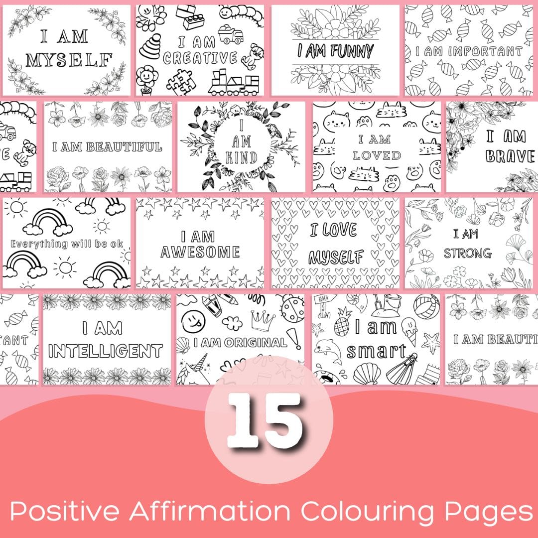 Simple Positive Affirmation Colouring Pages for Kids | Mum In The Madhouse Simple Positive Affirmation Colouring Pages for Kids | Mum In The Madhouse