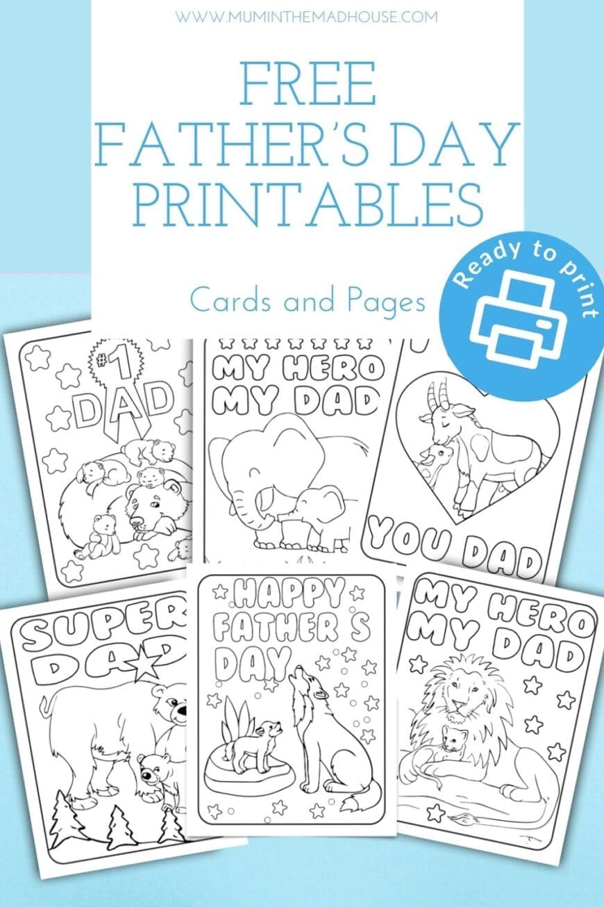 Free Printable Animal-themed Father's Day Coloring Pages and Cards