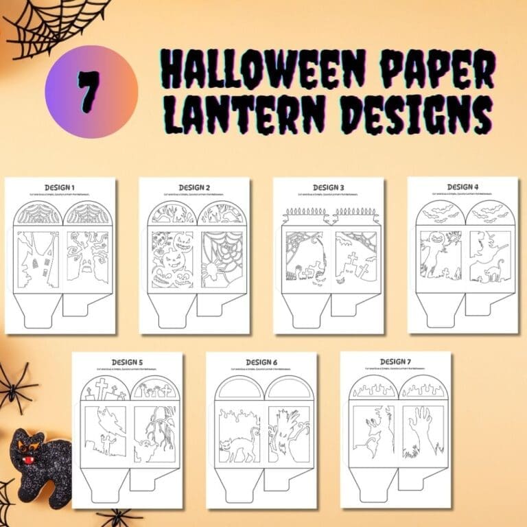DIY Easy Paper Halloween Lanterns | 7 Free Printable Designs for Kids