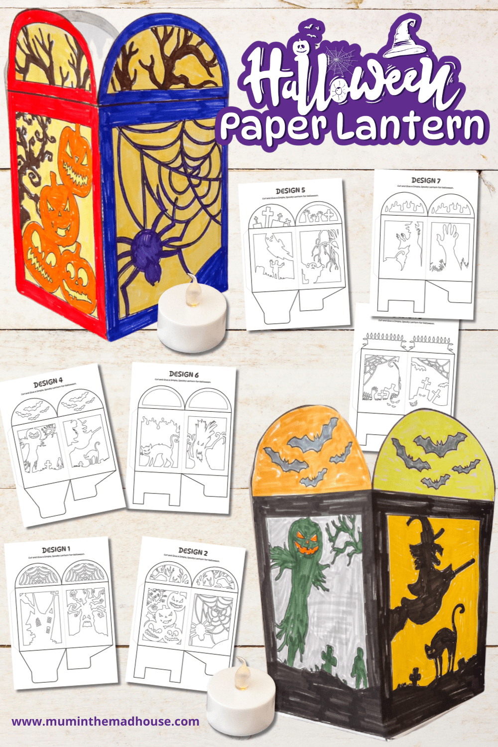 DIY Easy Paper Halloween Lanterns | 7 Free Printable Designs for Kids
