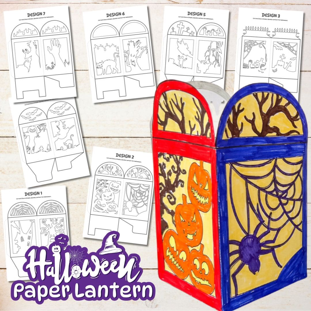 DIY Easy Paper Halloween Lanterns | 7 Free Printable Designs for Kids
