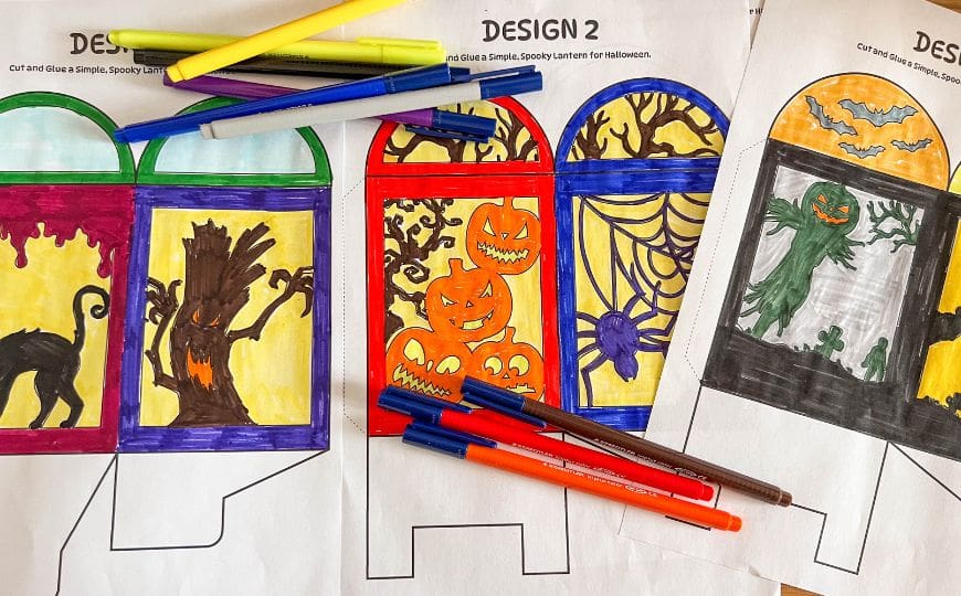 DIY Easy Paper Halloween Lanterns | 7 Free Printable Designs for Kids