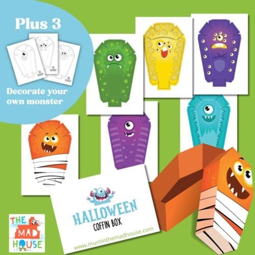Free Printable Coffin Halloween Box - 6 Ready Designs & 3 Customizable