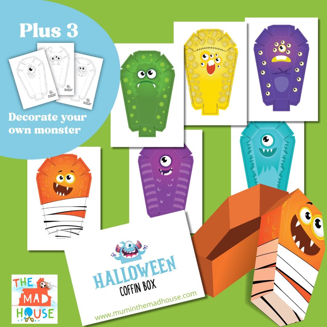 Free Printable Coffin Halloween Box - 6 Ready Designs & 3 Customizable