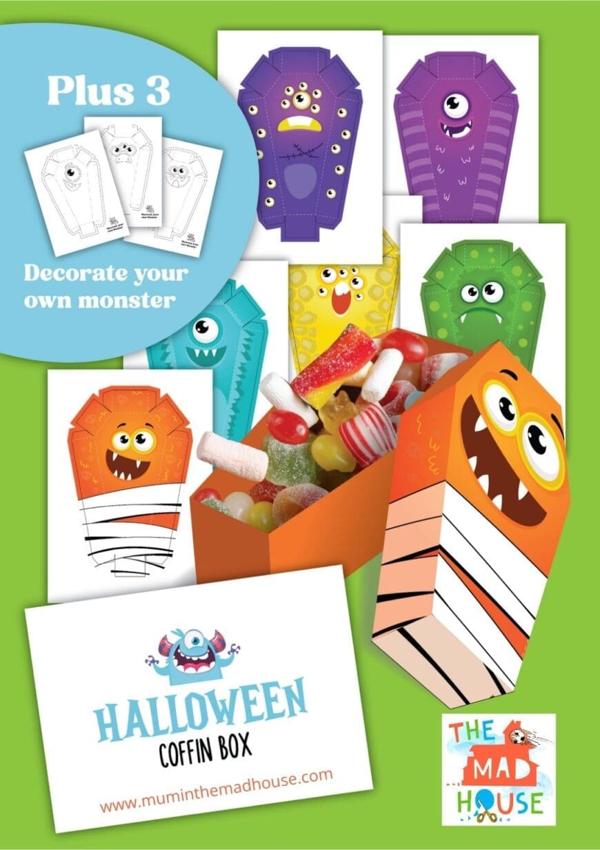 Free Printable Coffin Halloween Box - 6 Ready Designs & 3 Customizable