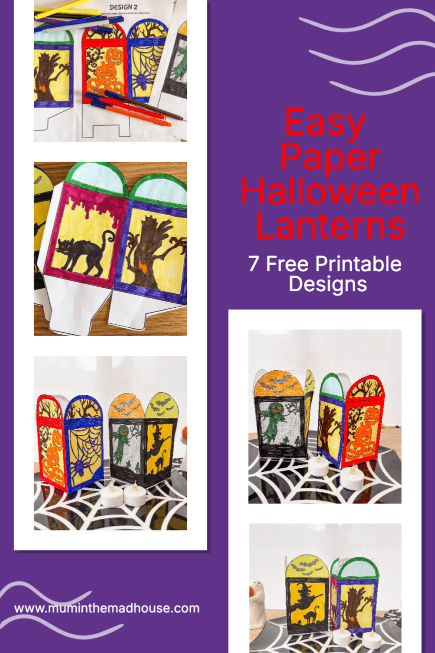 DIY Easy Paper Halloween Lanterns | 7 Free Printable Designs for Kids